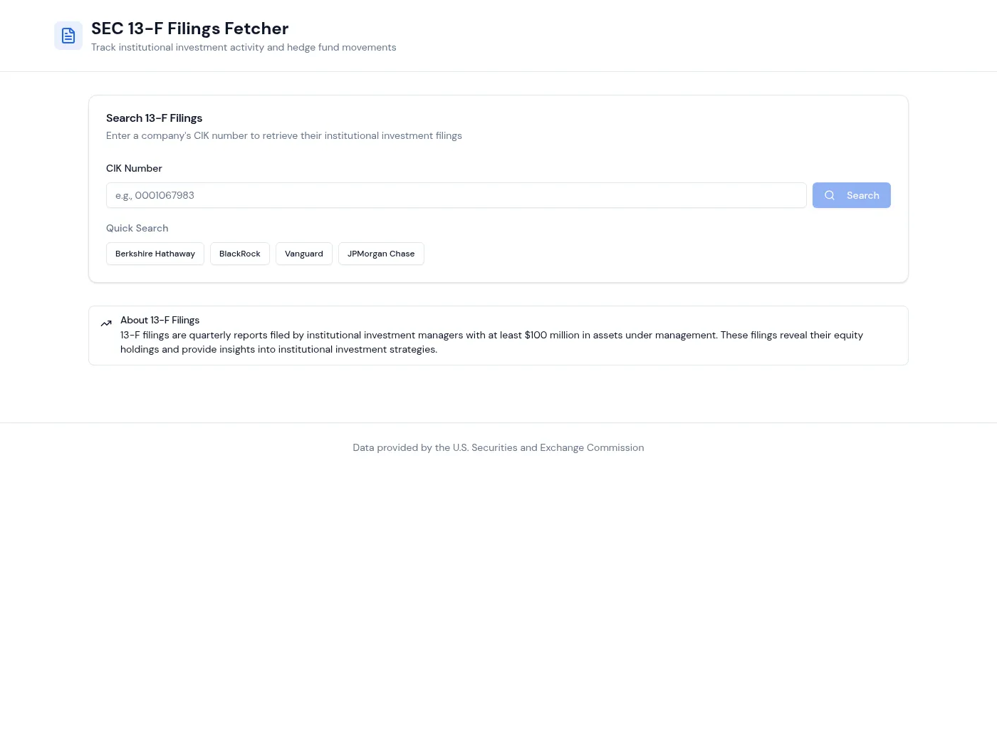 SEC 13-F Filings Fetcher