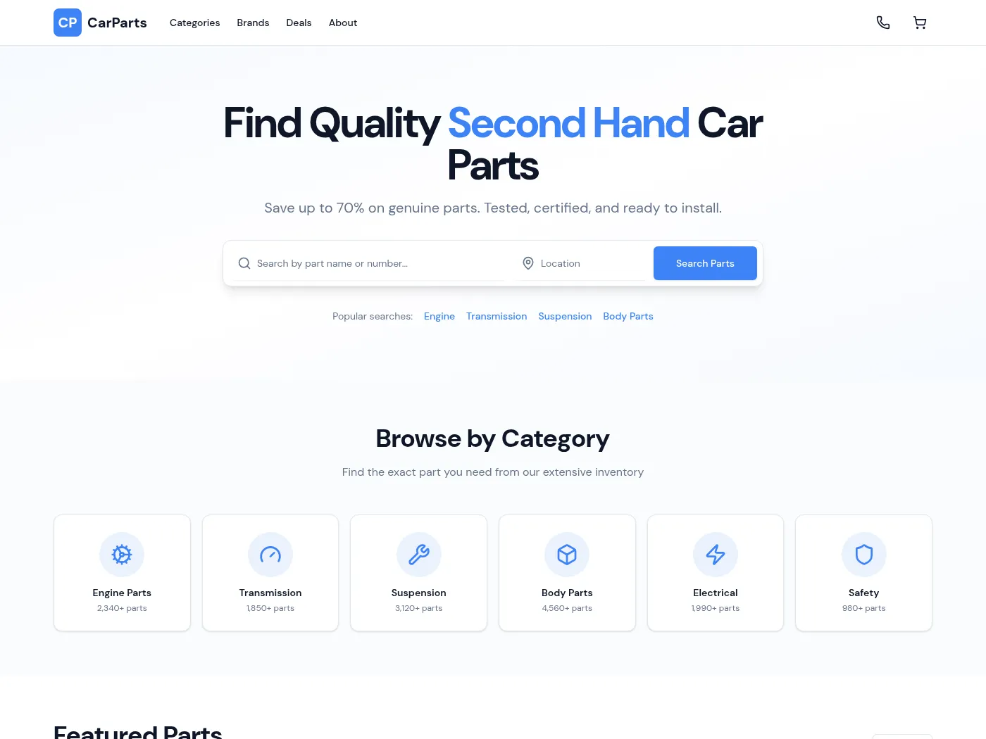 Second Hand Car Parts Homepage