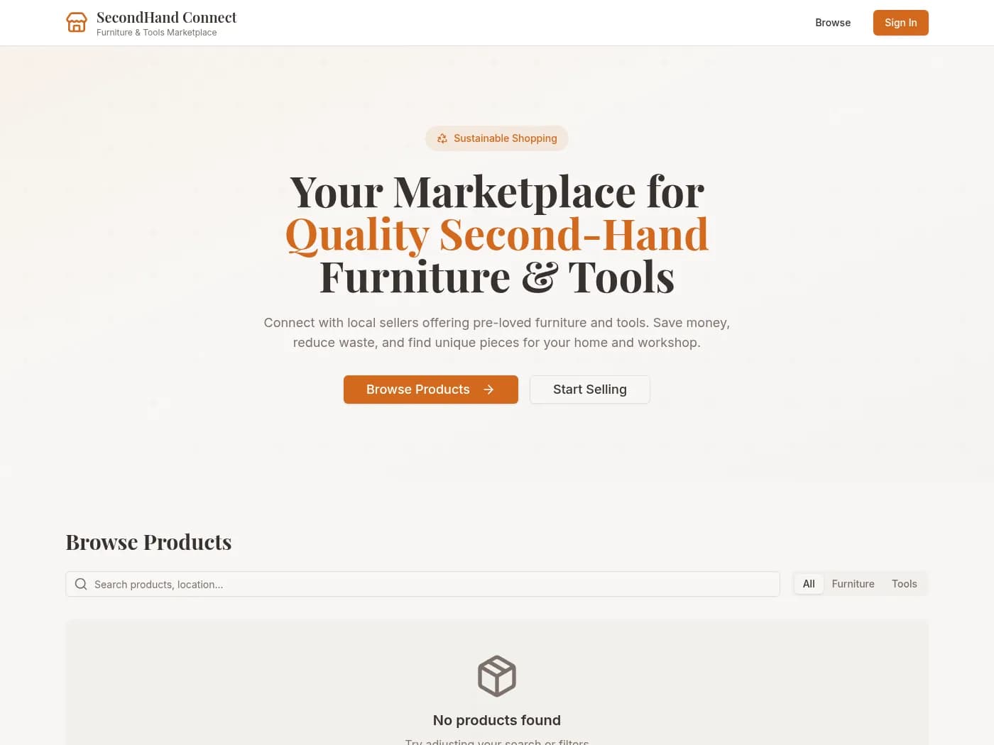 SecondHand Connect: A Multi-Vendor Online Thrift Shop for Furniture & Tools
