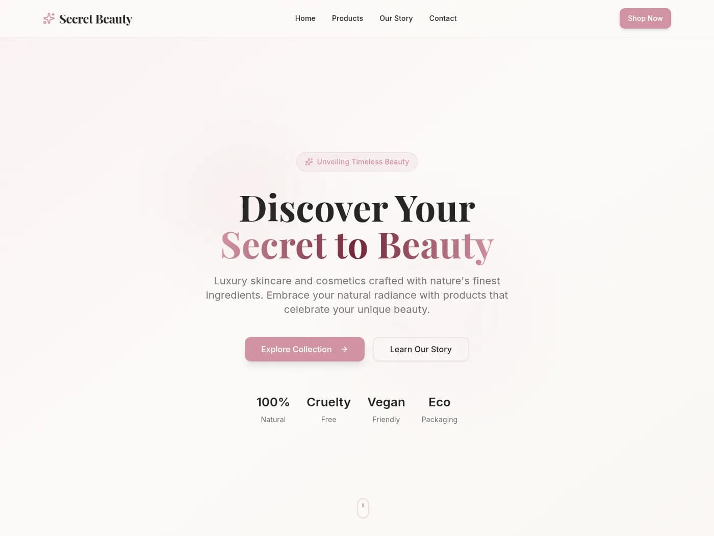 Secret Beauty Brand Website