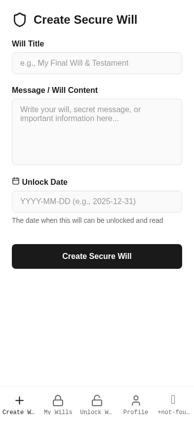 Secret Will Vault – Secure Timed Will & Message App