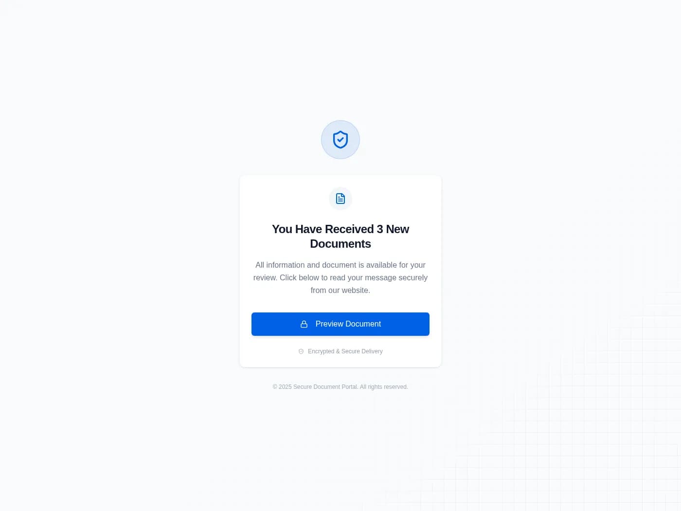 Secure Document Notification Landing Page
