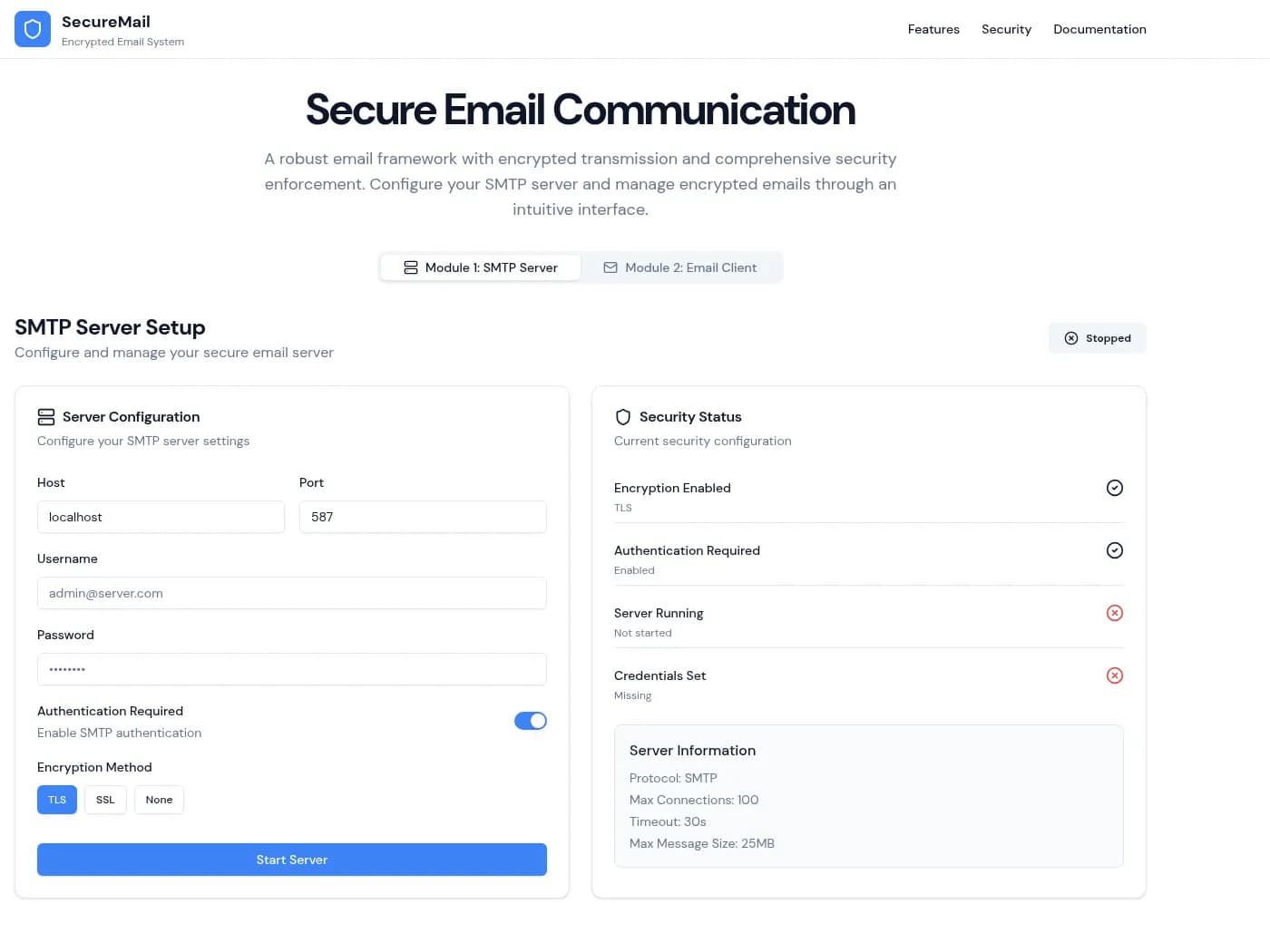 Secure Email Communication Simulator with Robust Web Interface
