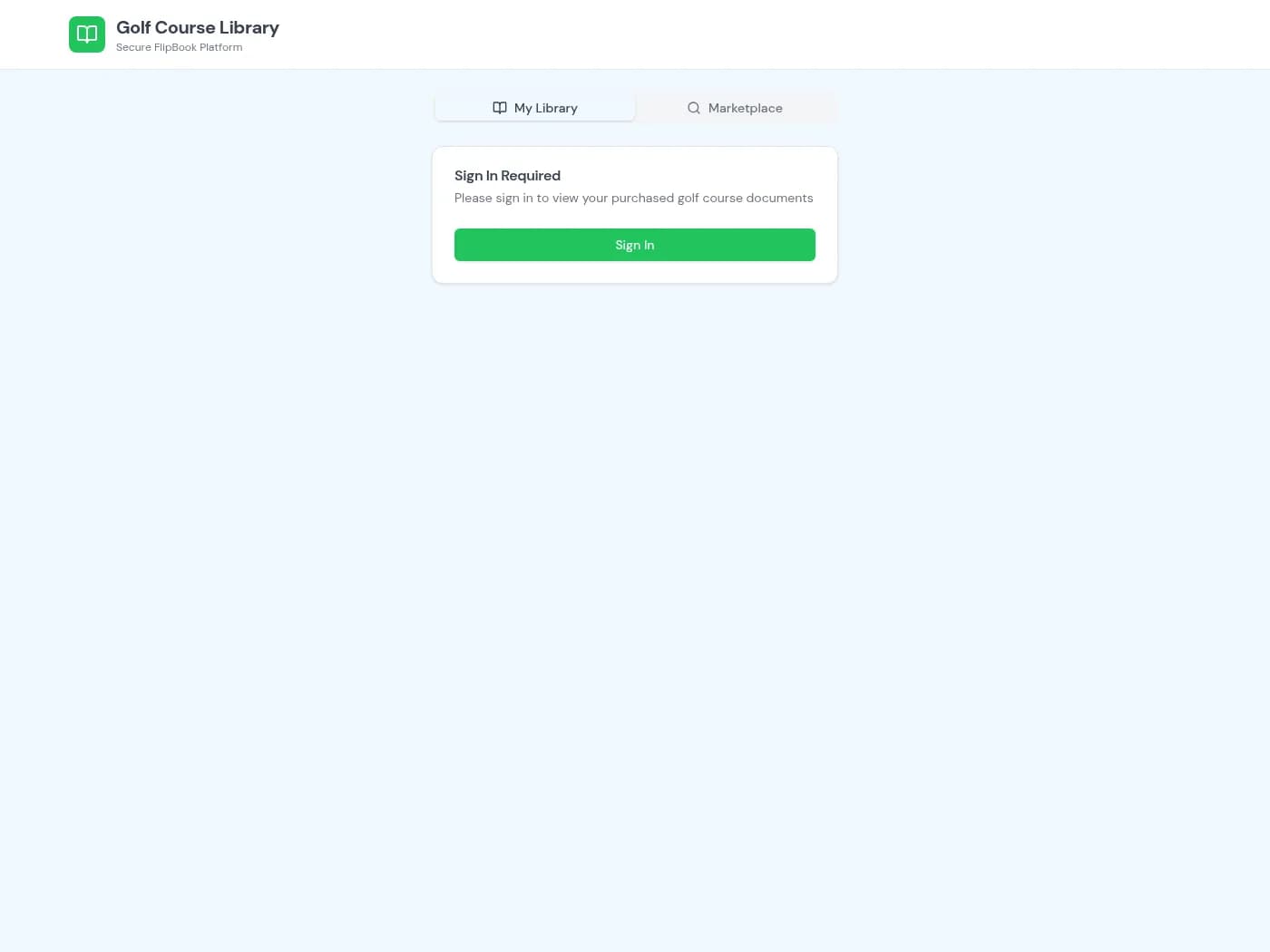 Secure Golf Course Flipbook Library App