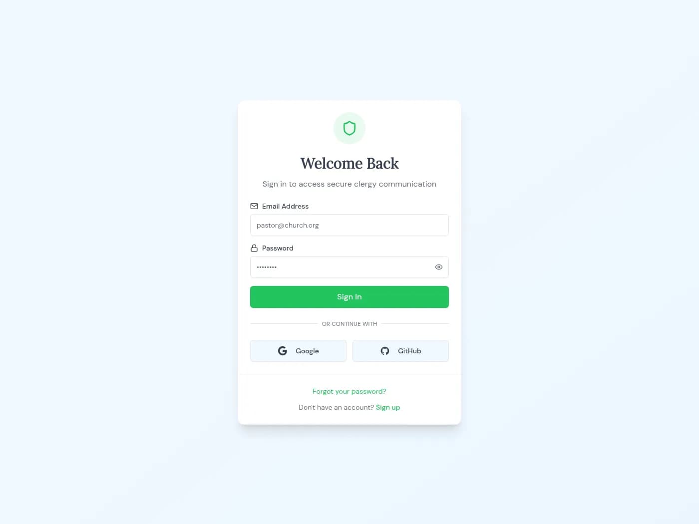 Secure Login System for Clergy Communication