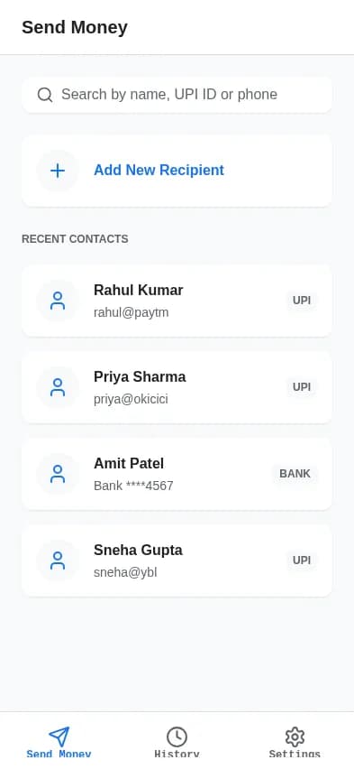 Secure Money Transfer App Screen