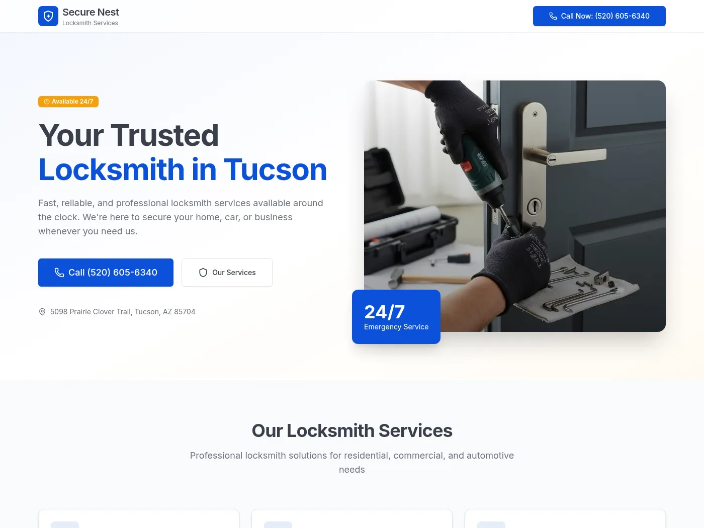Secure Nest Locksmith Company Website