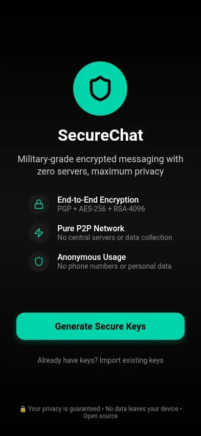 SecureChat: Decentralized End-to-End Encrypted Messaging App