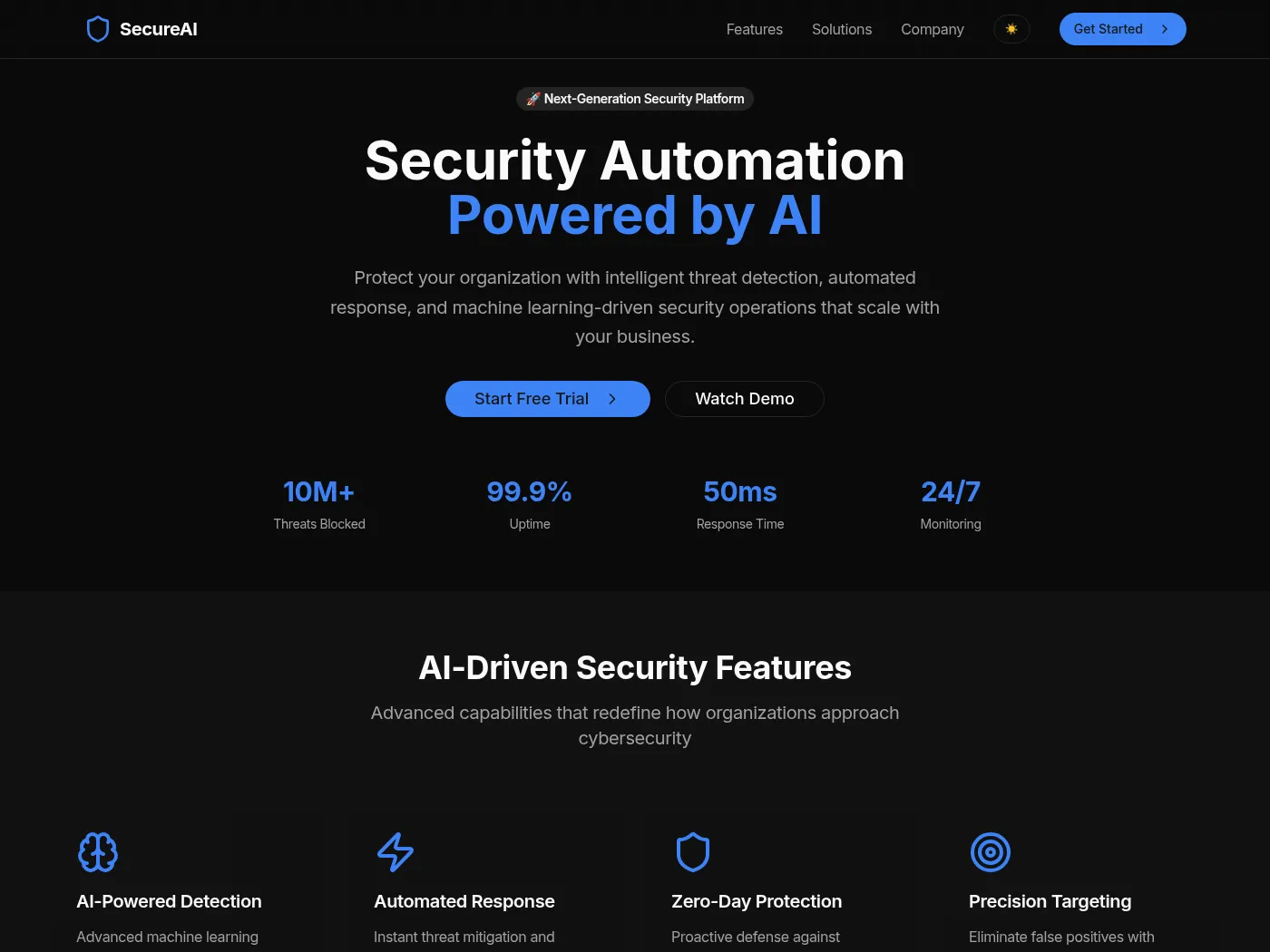 7ai.com Security Automation AI/ML Startup Website