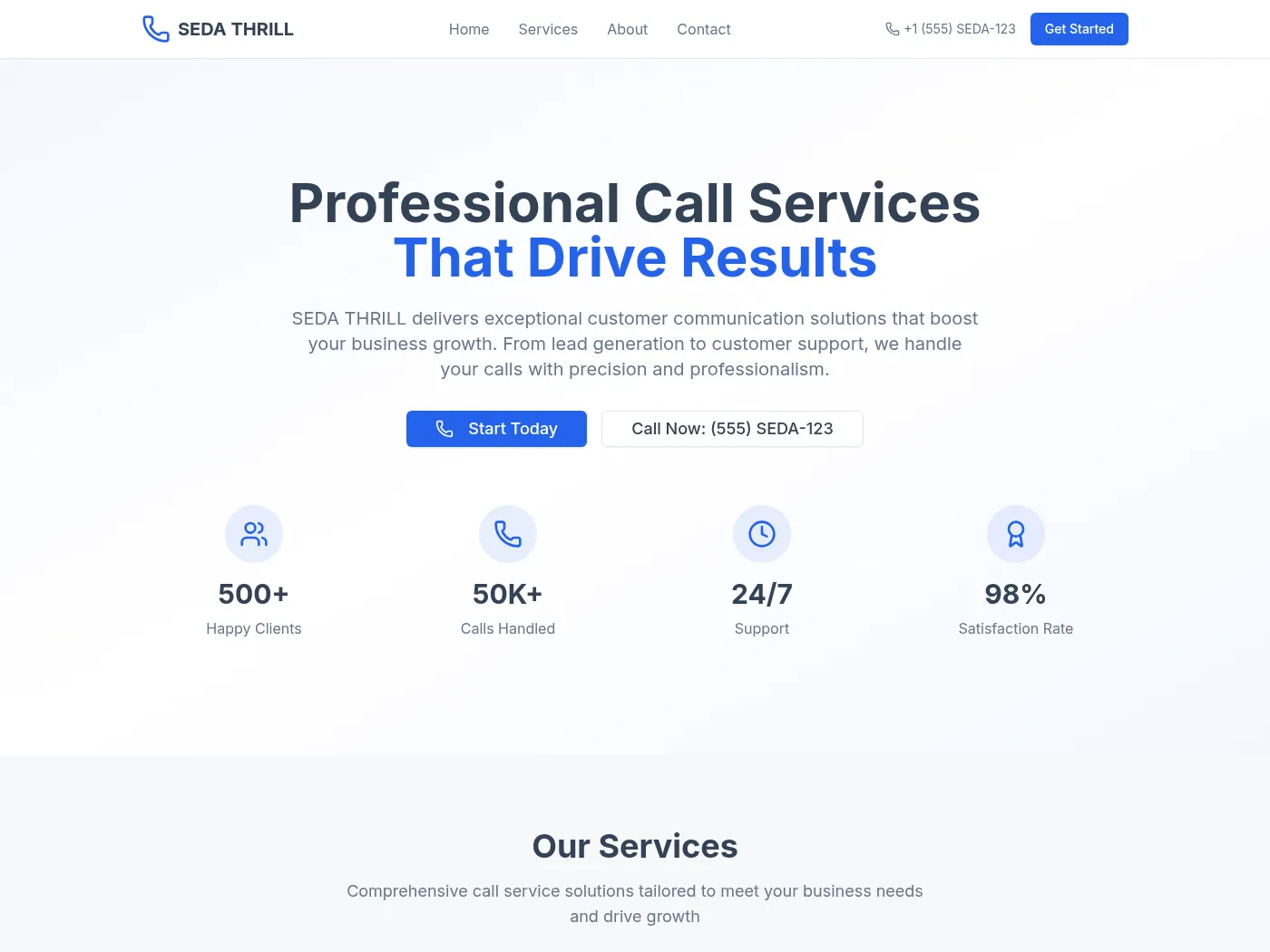 SEDA THRILL Call Service Company Website