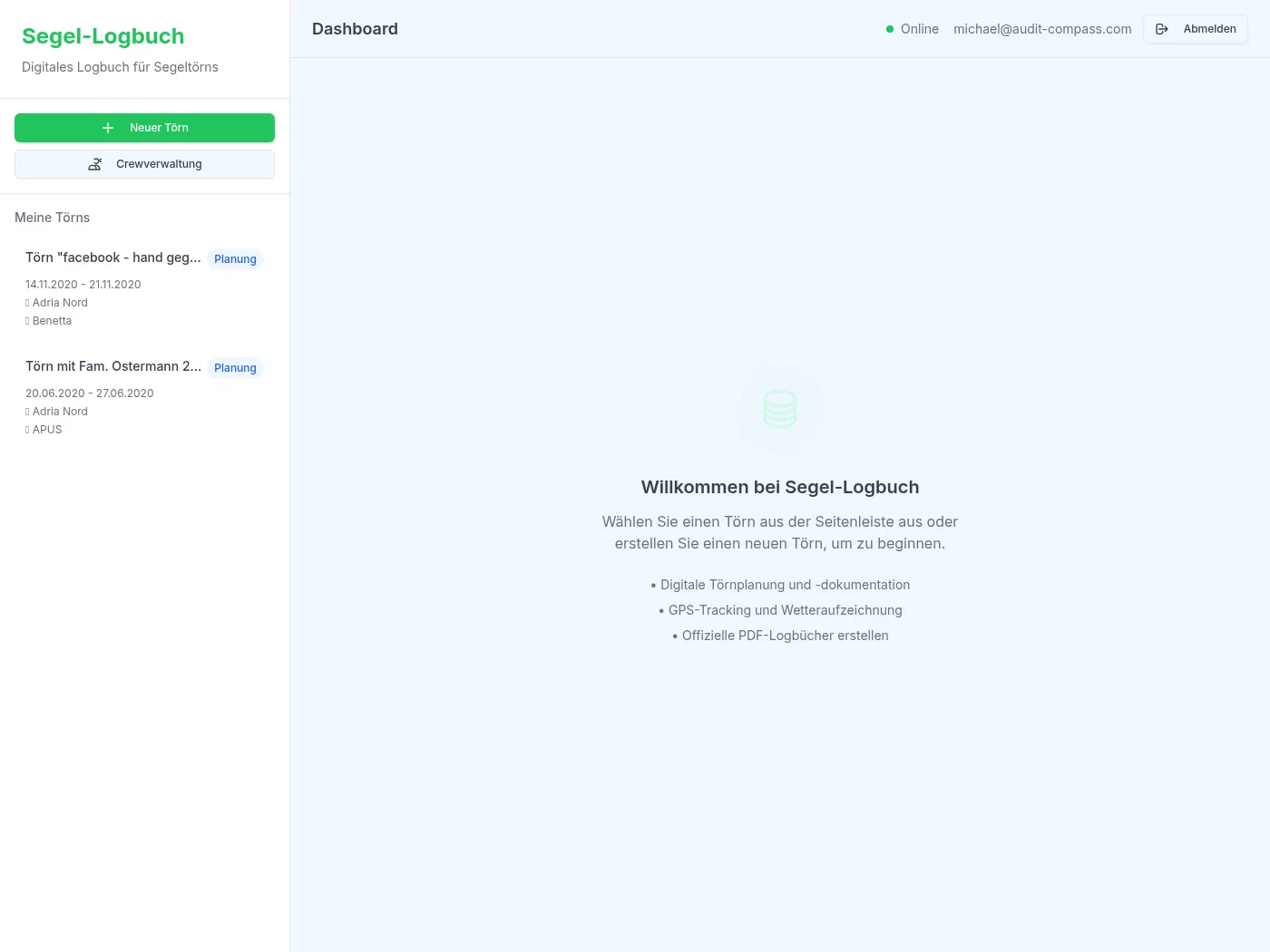 Segel-Logbuch: Digitale Plattform für Planung, Aufzeichnung und Auswertung von Segeltörns
