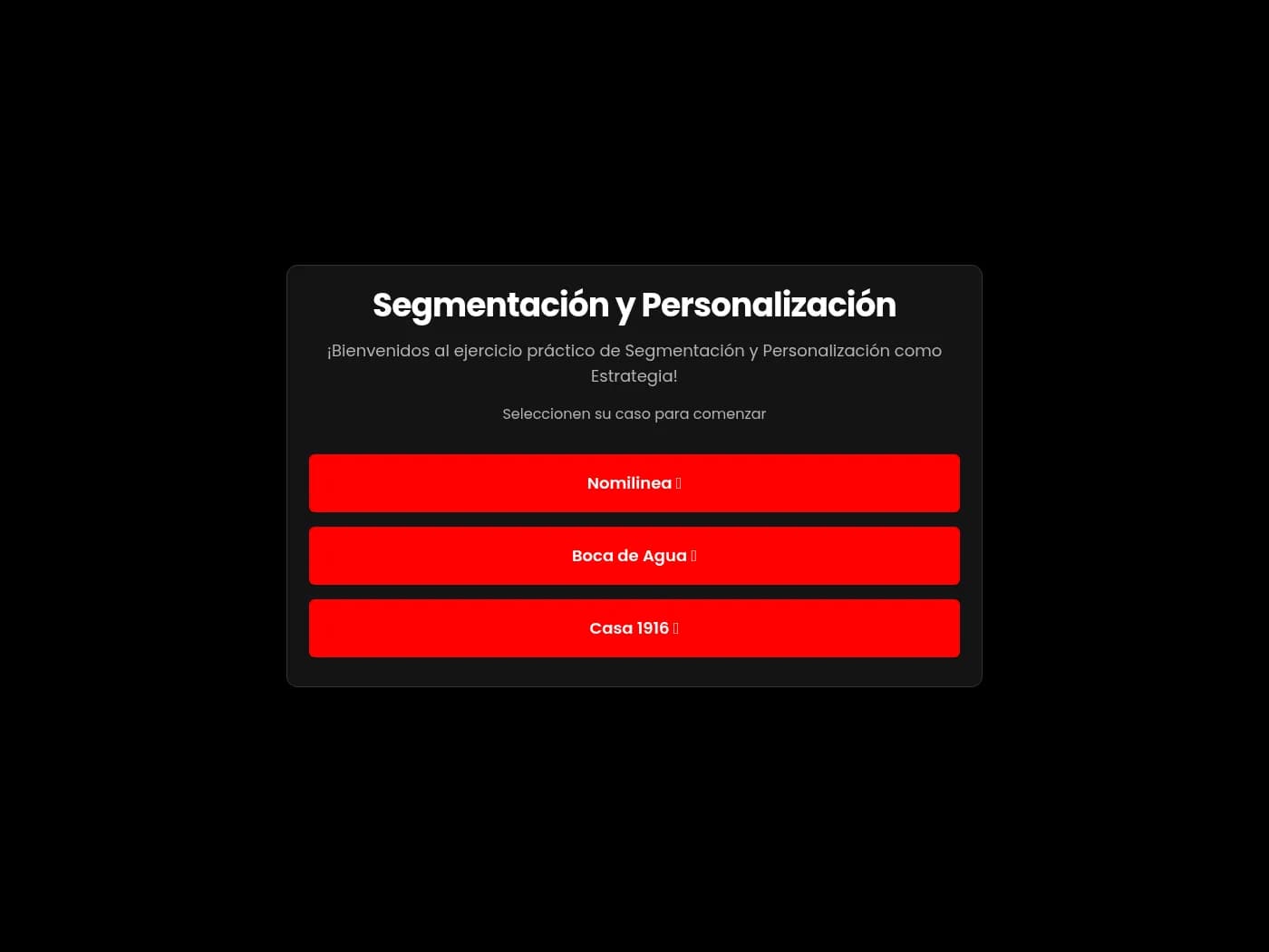 Segmentación y Personalización Simulador Interactivo Base44