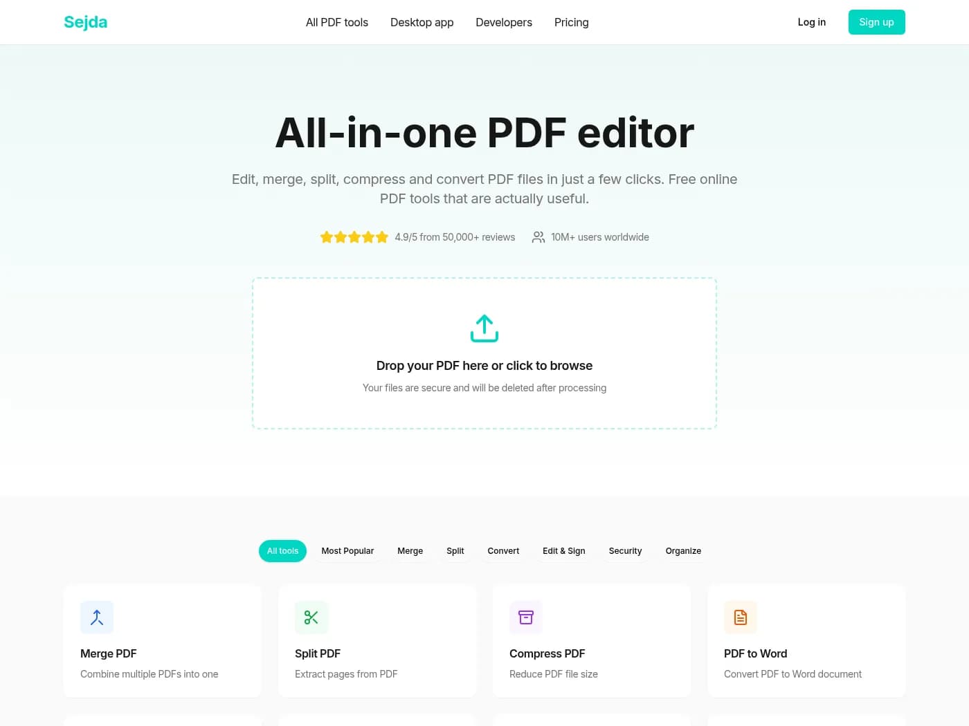 Sejda PDF Web App Clone