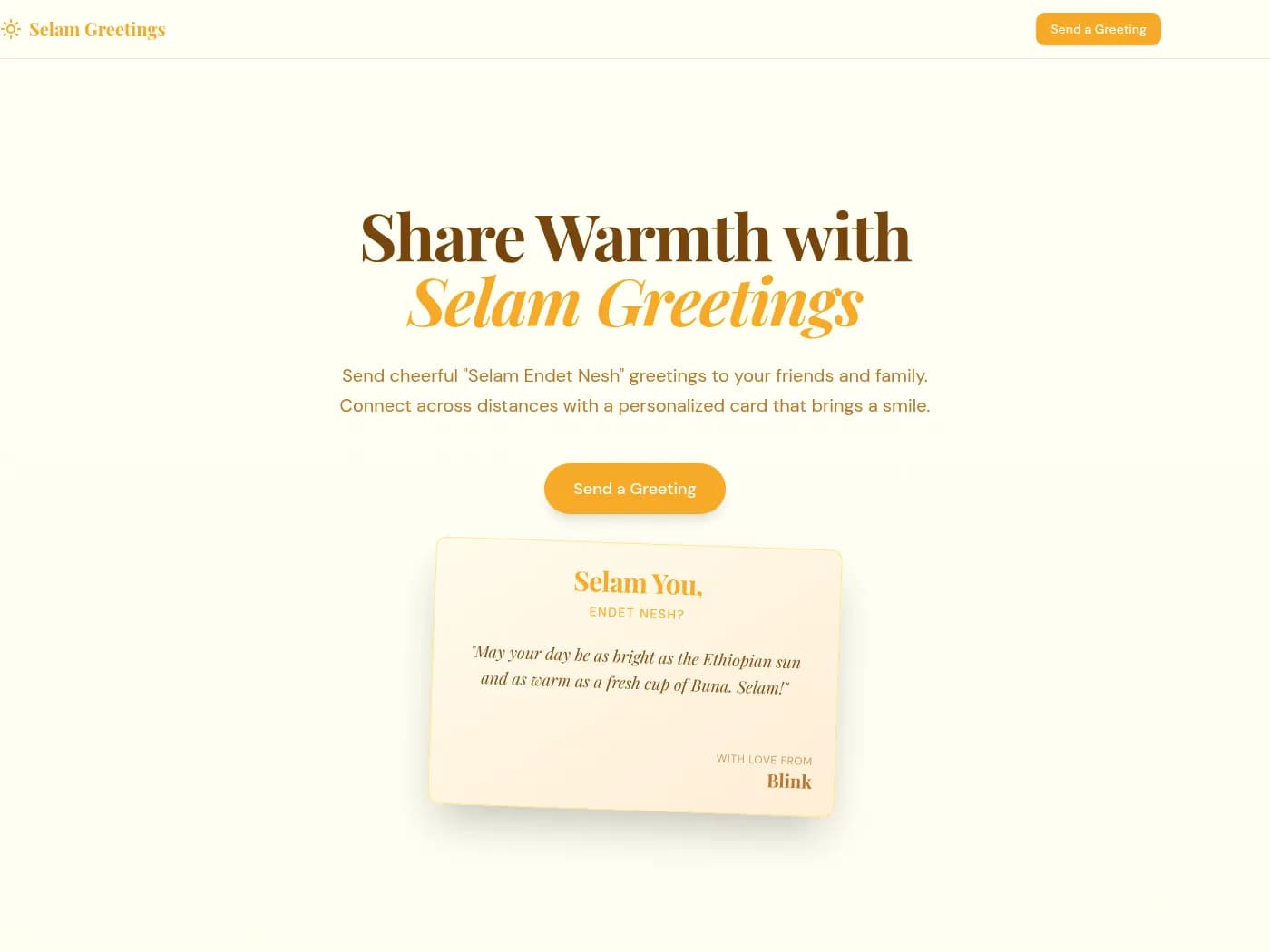 Selam Endet Nesh Greeting App