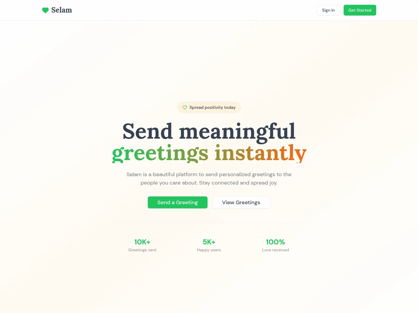 Selam Greeting Platform