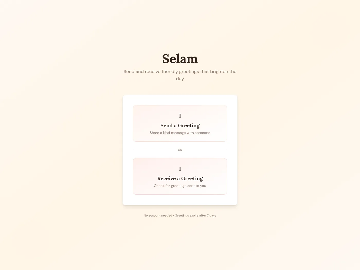 Selam Greeting Web App