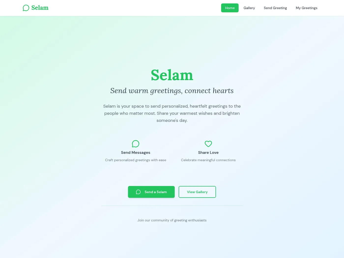 Selam Greeting Web App