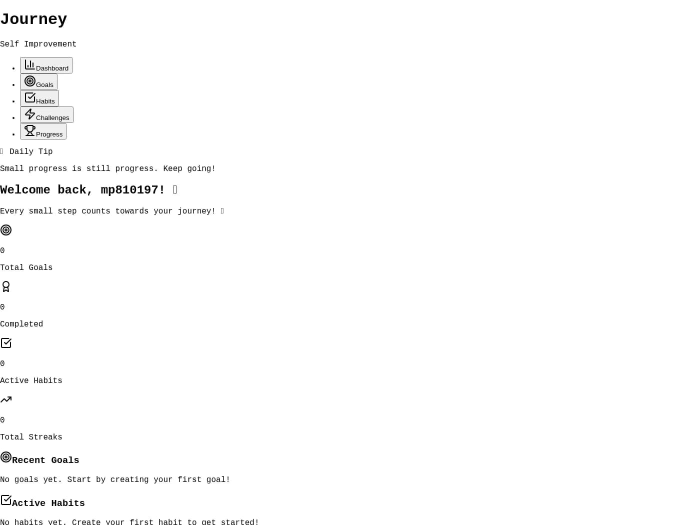 Self Improvement Journey App