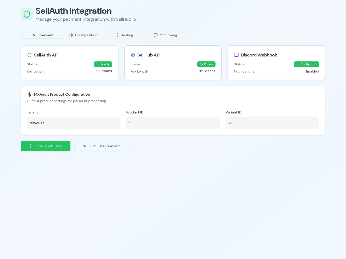 SellAuth & SellHub Integration Dashboard