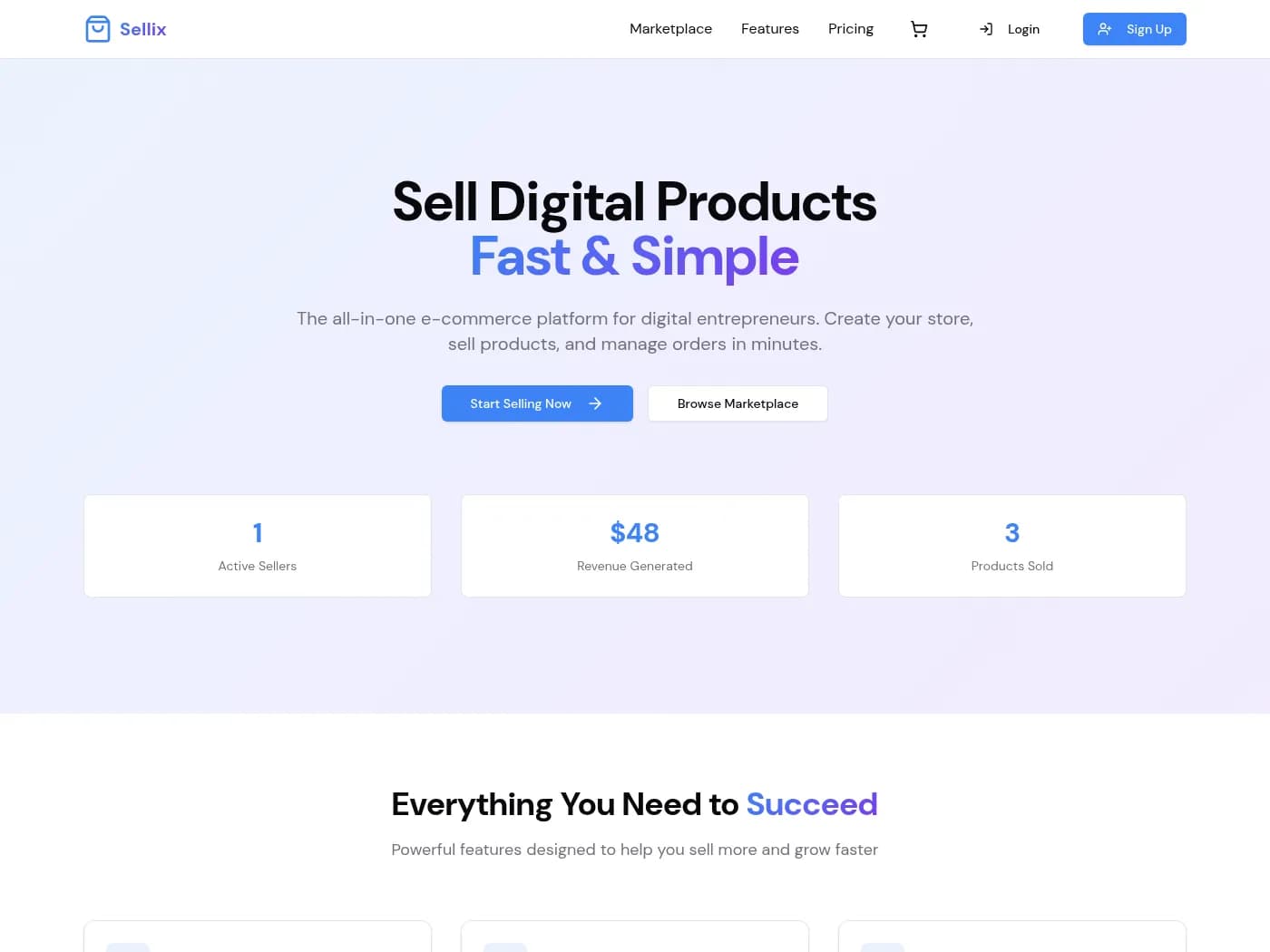 Sellix.io Marketplace Clone