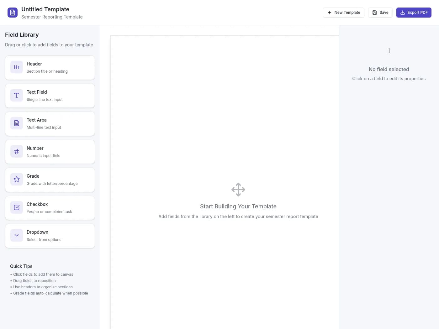 Semester Reporting Template Generator