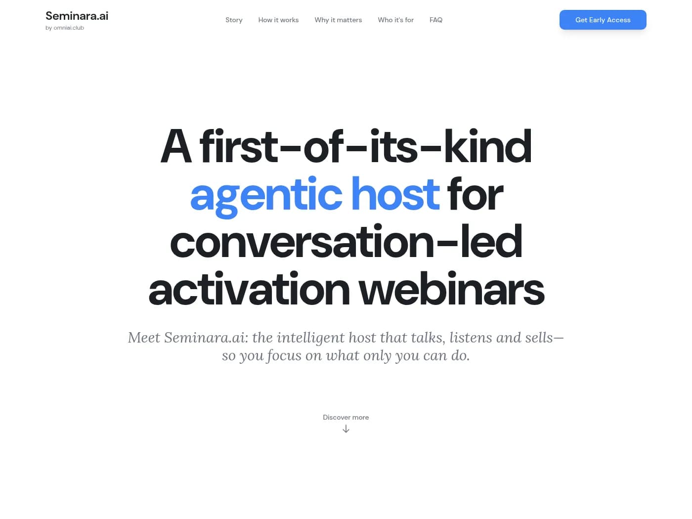 Seminara.ai Launch Landing Page: Smart Agentic Webinar Host Pre-Order Site