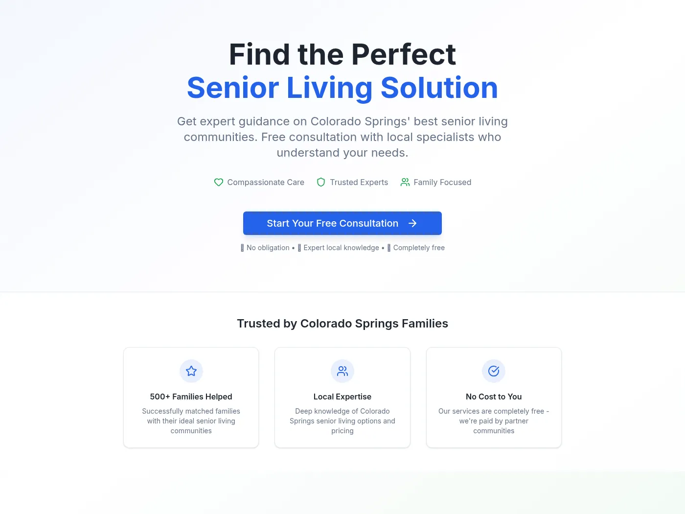 Senior Living Advisor Multi-Step Funnel Website