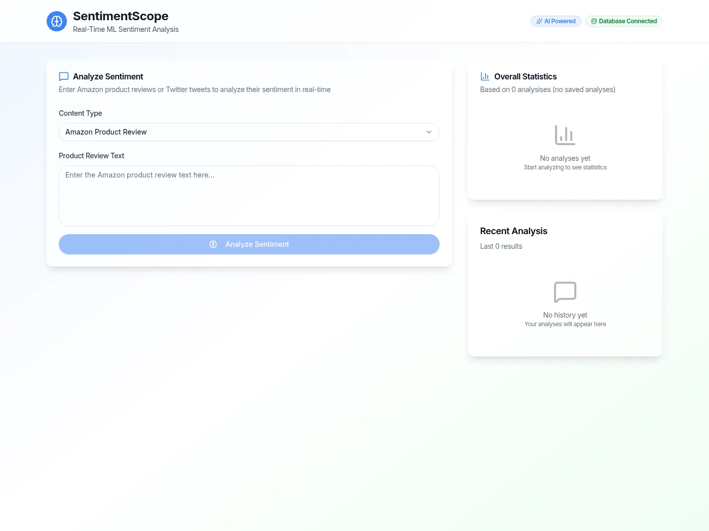 SentimentScope: Real-Time ML Sentiment Analysis for Reviews & Tweets