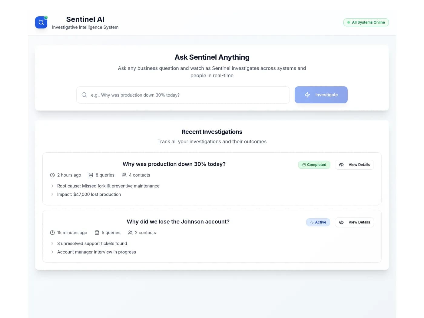 Sentinel AI Intelligence - Investigative AI System