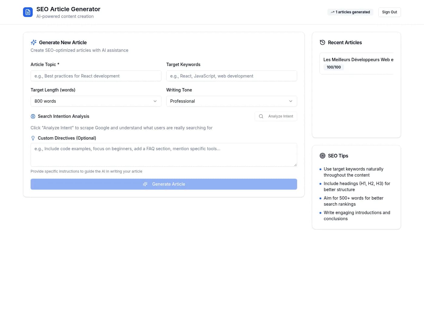 SEO Article Generator App