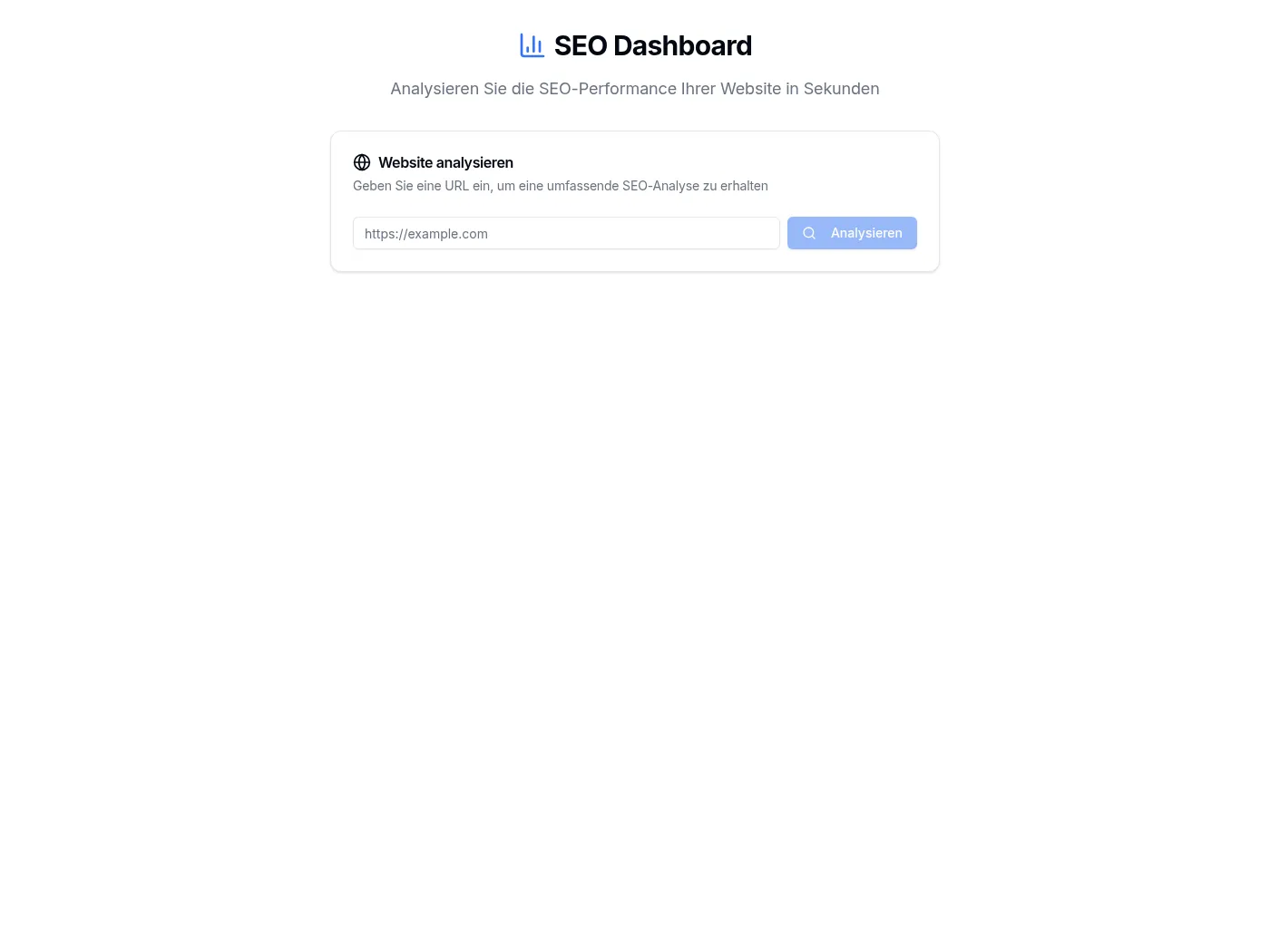 SEO Dashboard für Webseitenanalyse