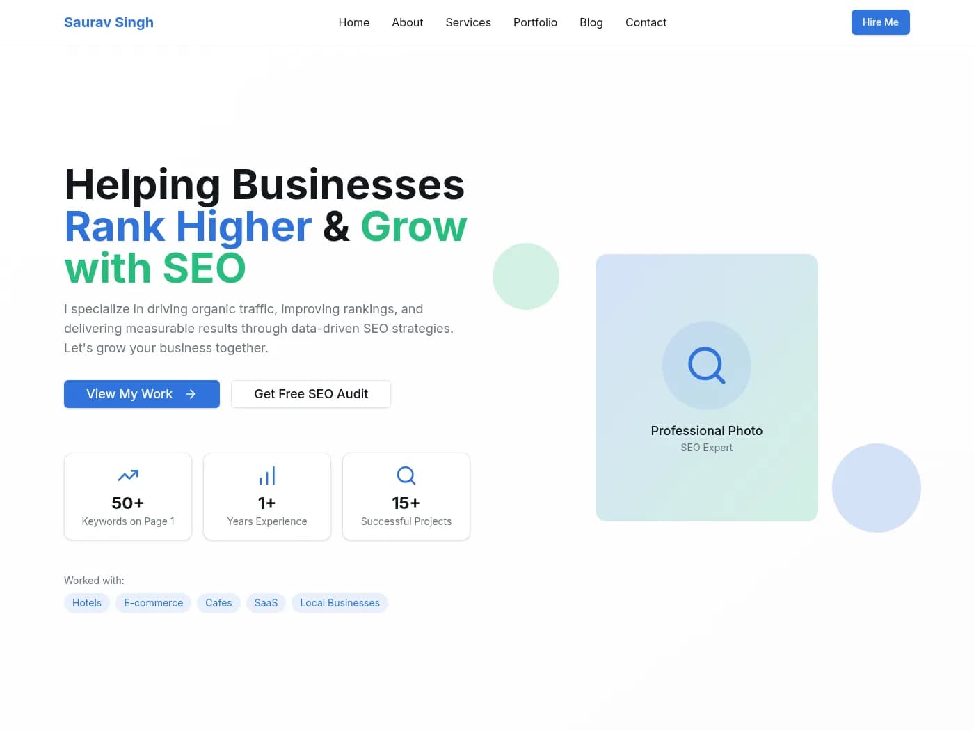 SEO Expert Portfolio Website for Showcasing Professional Skills & Case Studies