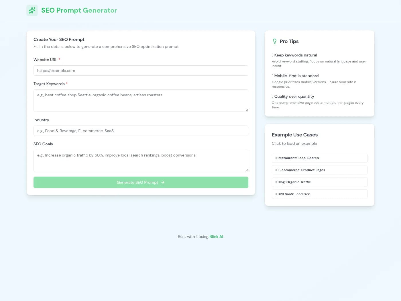 SEO Prompt Generator Web App