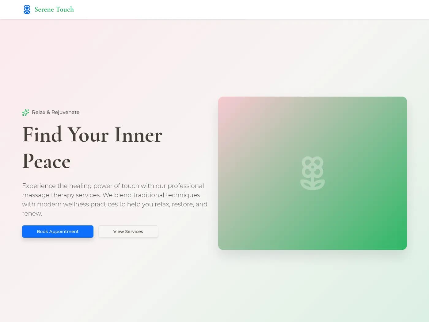 Serene Touch Massage Landing Page