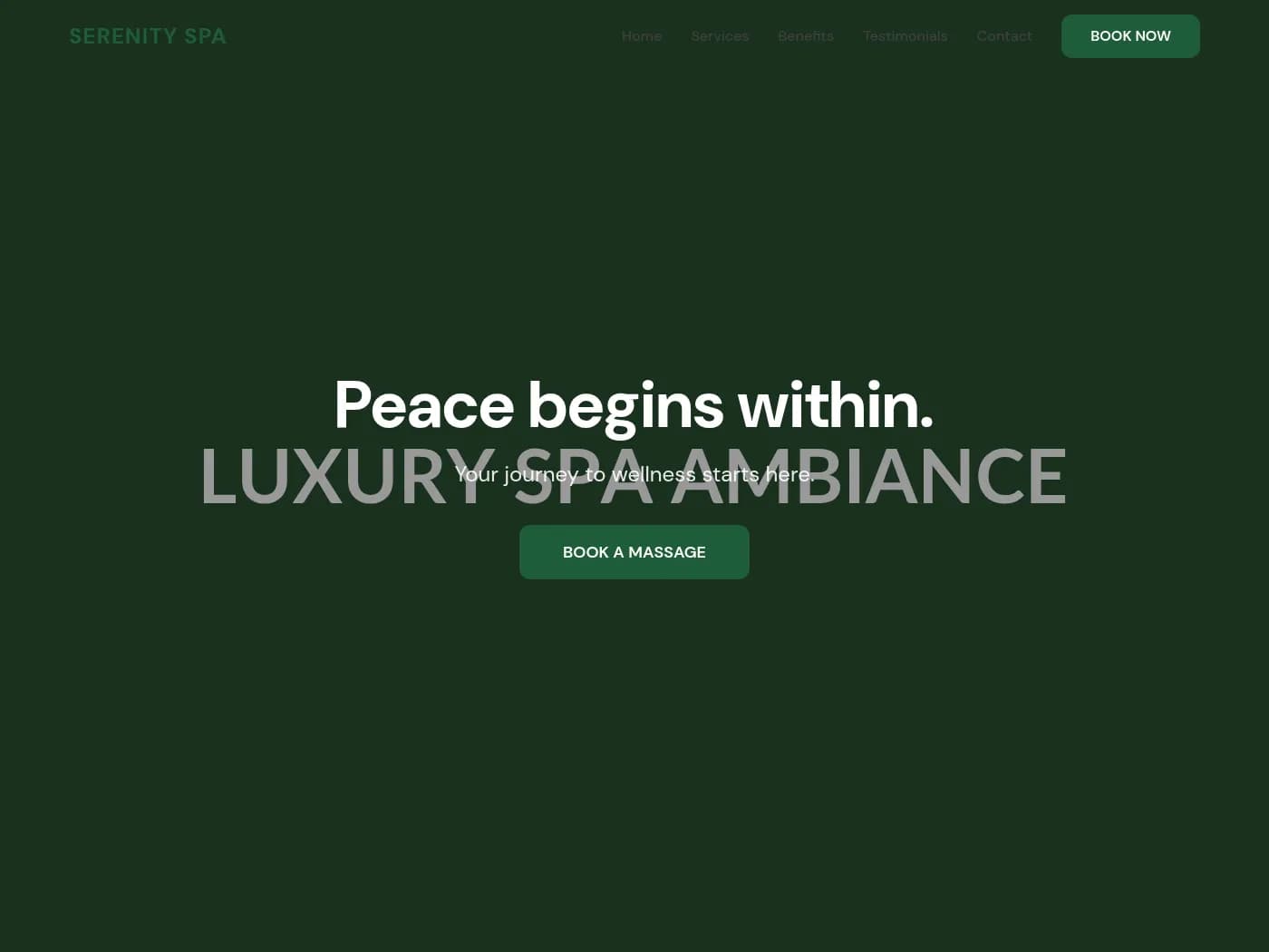 Serenity Spa - Luxurious Single Page Wellness Center Website
