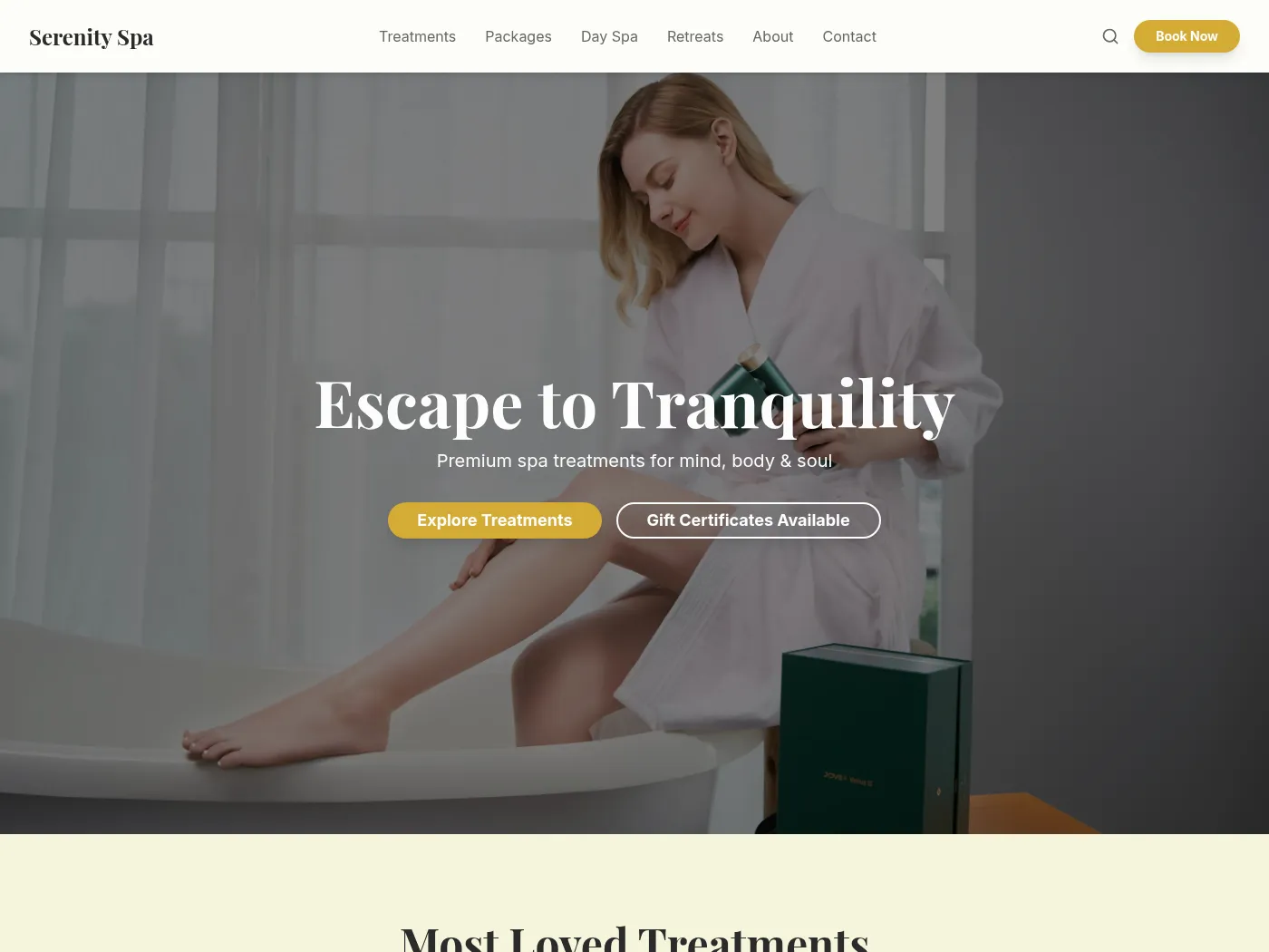 Serenity Spa & Wellness Booking Website