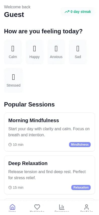 SerenityAI – Personalized Meditation & Mindfulness Mobile App