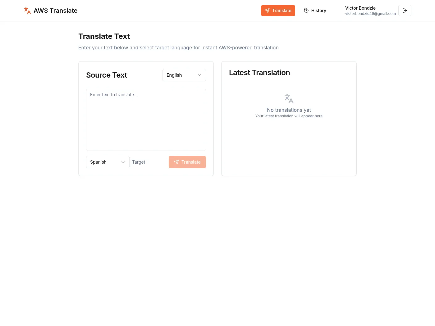 Serverless AWS Translate Workflow Web App