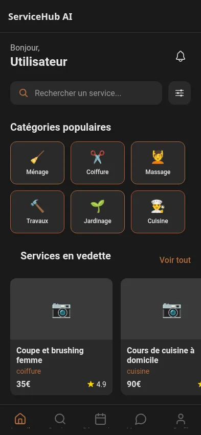ServiceHub AI – Marketplace mobile IA de services à la demande (Uberisation)