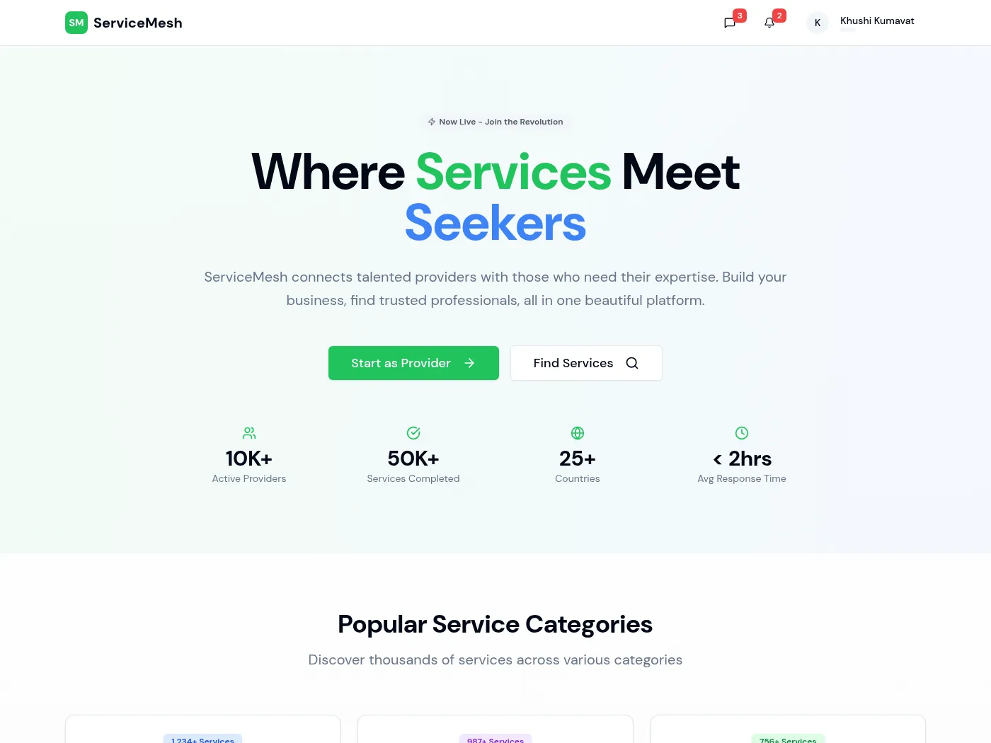 ServiceMesh: Modern All-in-One Service Provider & Seeker Platform
