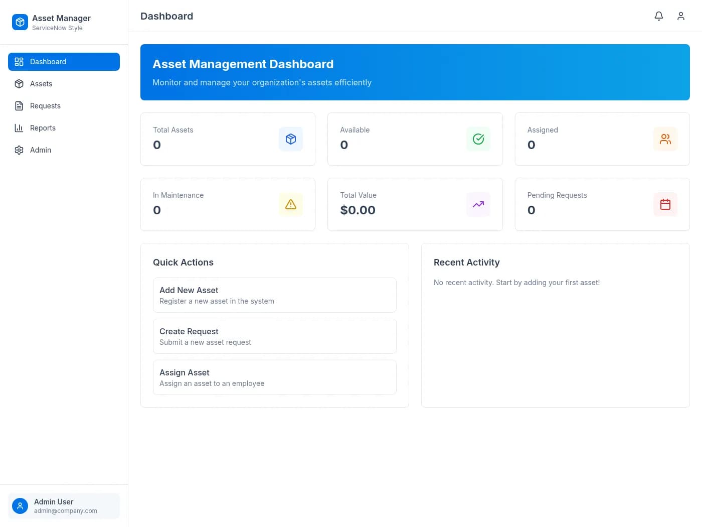 ServiceNow Asset Management Custom Application
