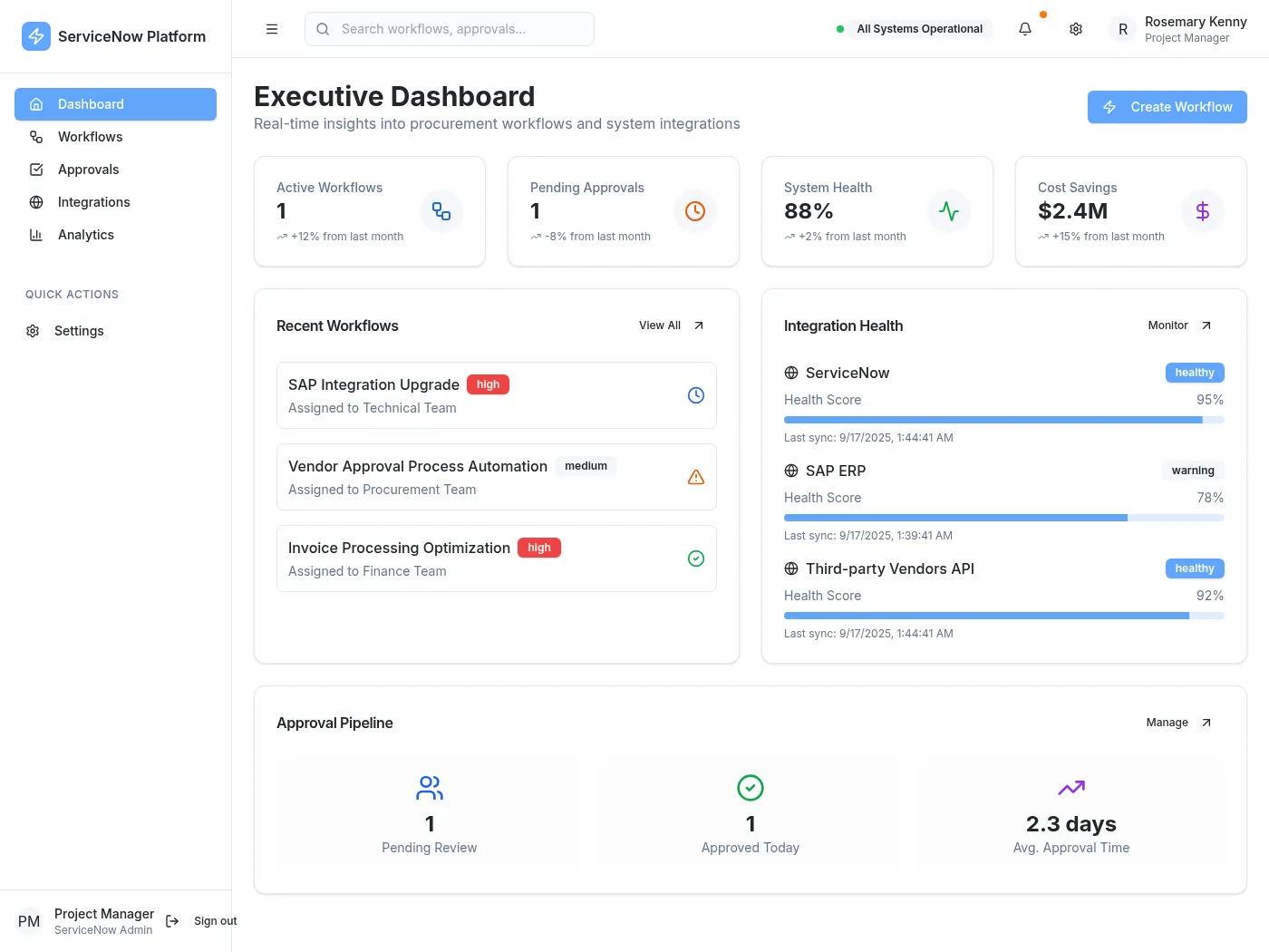 ServiceNow-Driven Procurement Process Automation Platform