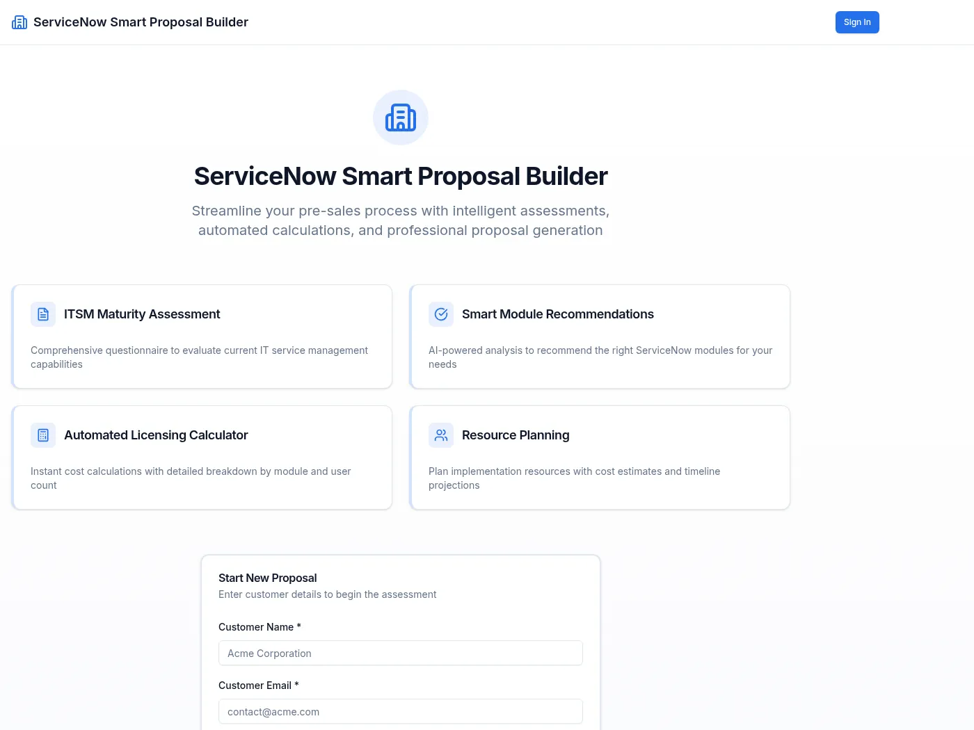 ServiceNow Smart Proposal Builder