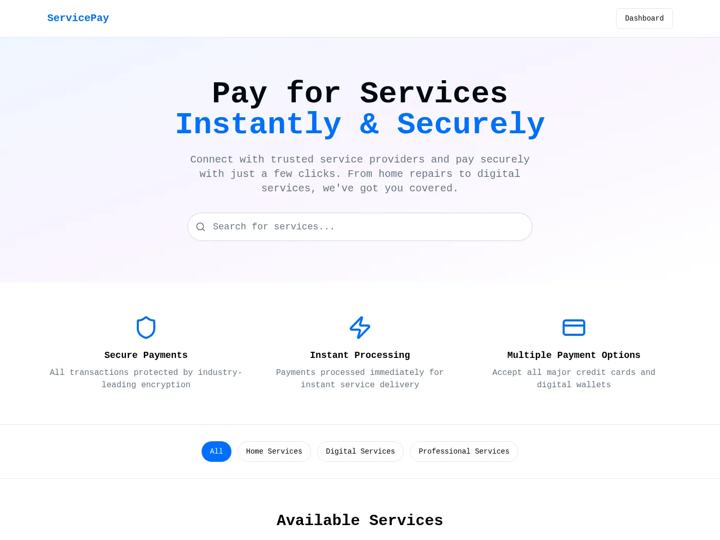 ServicePay - Seamless Online Service Payment Platform