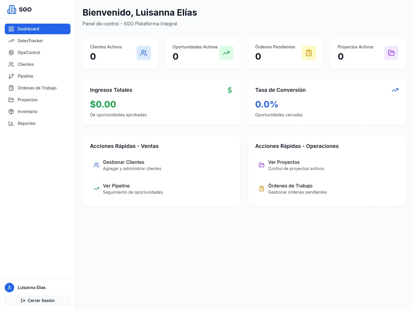 SGO: Plataforma Integral de Gestión Comercial y Operativa
