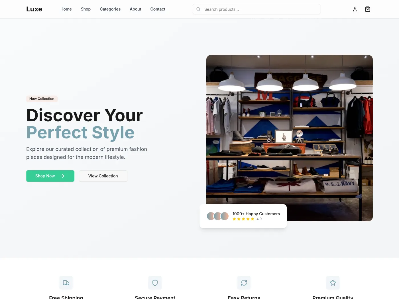 Shadcn UI E-commerce Frontend MVP