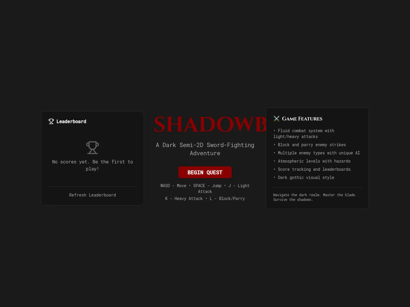 Shadowblade: Semi-2D Sword-Fighting Game Prototype