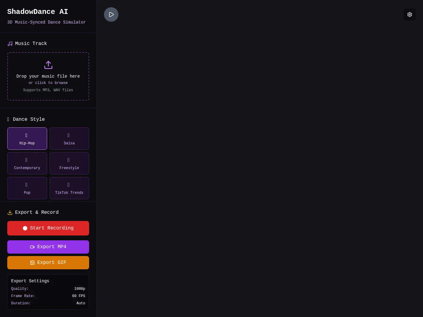 ShadowDance AI: 3D Music-Synced Dance Simulator