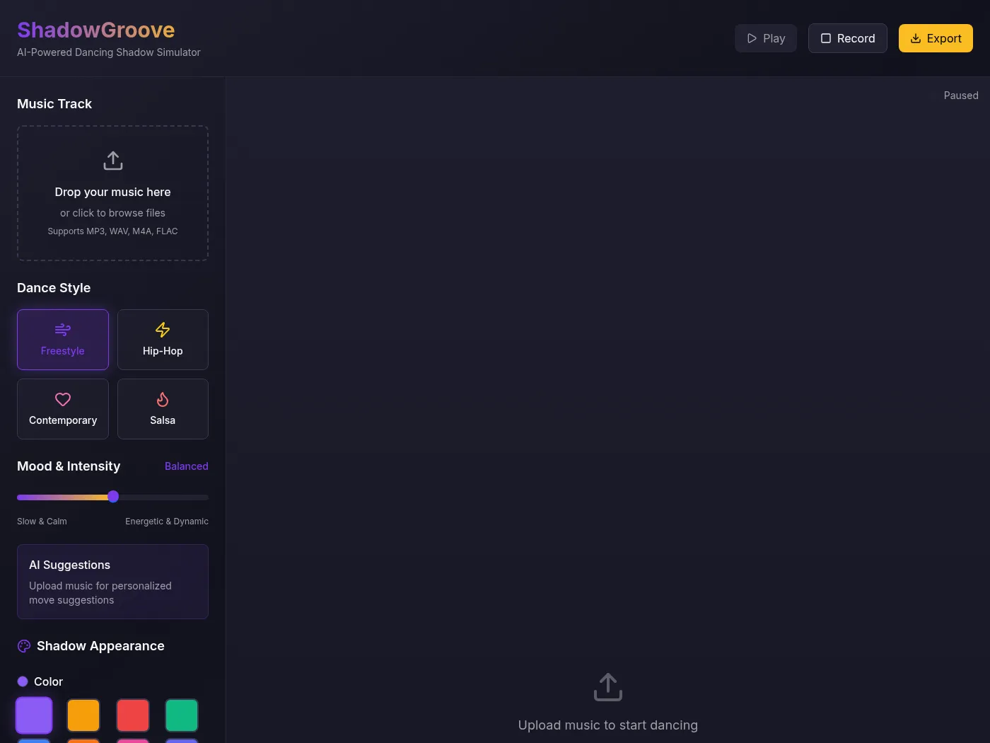 ShadowGroove: AI-Powered Dancing Shadow Simulator