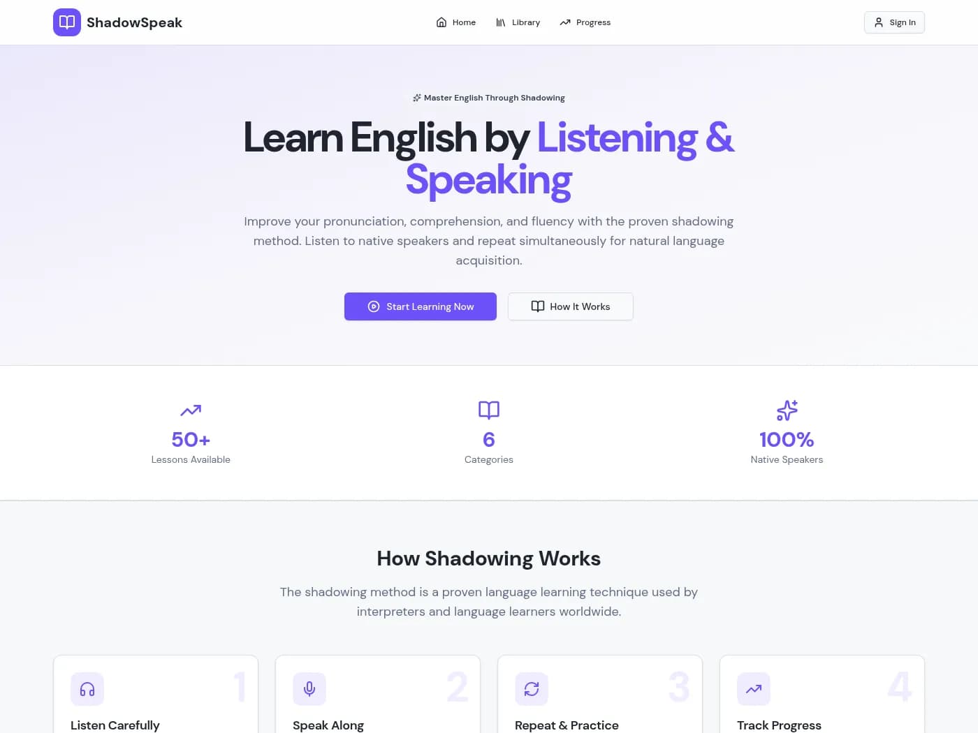 Shadowing Reading English Learning App